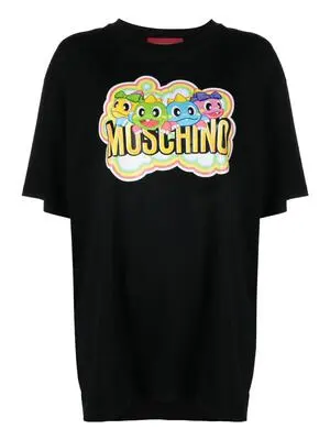 Moschino Cartoon-print Organic-cotton T-shirt - Black