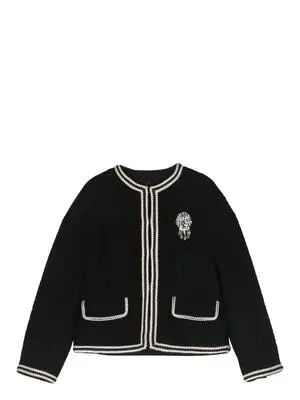Gucci Brooch-detail Tweed Jacket - Black