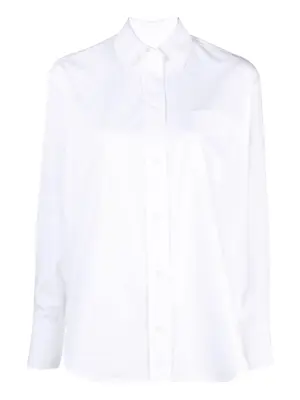 Victoria Beckham Logo-embroidered Organic Cotton Shirt - White