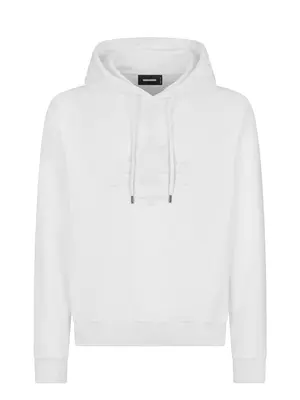 Dsquared2 Cotton Hoodie With Logo Appliqu - White