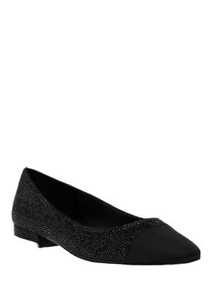 Steve Madden Blair Crystal Embellished Cap Toe Ballet Flat - Black Rhinestn