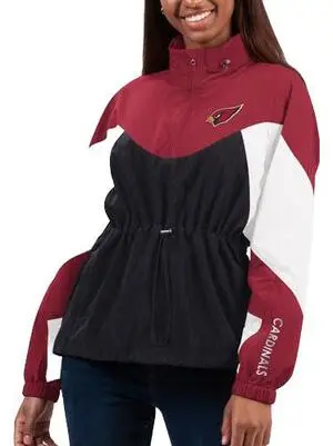 G-III 4HER BY CARL BANKS Arizona Cardinals Tie Breaker Lightweight Quarter-zip Jacket - Black