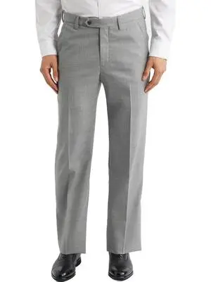 Berle Flat Front Tropical Weight Wool Dress Pants Pearl Grey