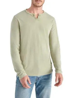 Lucky Brand Notch Neck Mineral Wash Long Sleeve T-shirt - Loden Green