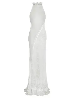 ROBERTA EINER Lily Sheer Knit Maxi Gown - White