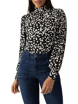 Sanctuary Spot Print Mock Neck Top - Frosted Do