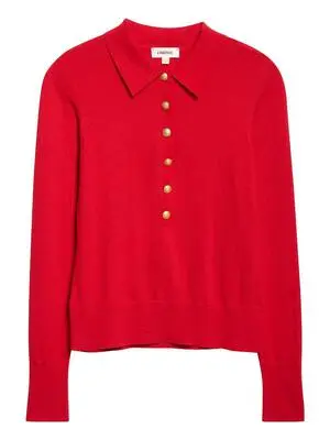 L'Agence Sterling Collar Sweater - Engine Red/gold