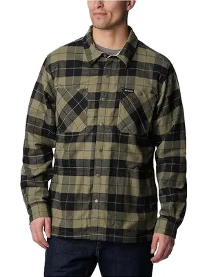 Columbia Cornell Woodstm Fleece Lined Shirt Jacket Men's Clothing Black Lumberjack Tartan Gray