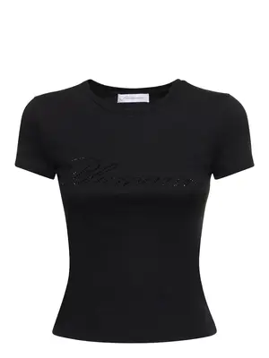 Blumarine BLUMARINE Crystal Logo T-shirt Black