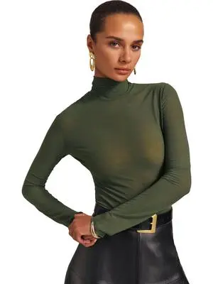 REFORMATION Cordelia Knit Bodysuit Leaf