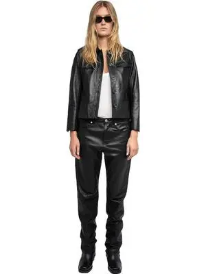 Zadig&Voltaire Liam Lambskin Leather Jacket - Black