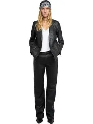 Zadig&Voltaire Visco Crinkled Leather Jacket - Black