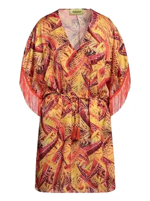 4GIVENESS Animal Print Satin Kaftan Top - Orange