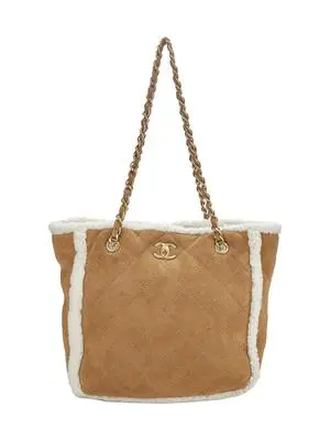 CHANEL Shearling 'Coco Neige' Shopping Tote Small