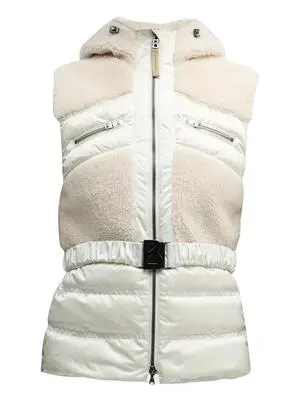 Bogner Minka Shearling Hybrid Vest - Eggshell