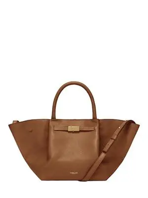 DEMELLIER London Midi New York Leather Tote Tan/gold