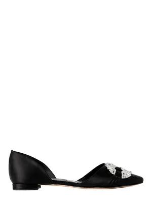 Manolo Blahnik Manolo Blahnik Luanda Crystal-Embellished Flats Black