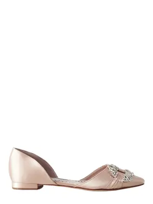 Manolo Blahnik Manolo Blahnik Luanda Crystal-Embellished Flats Neutrals