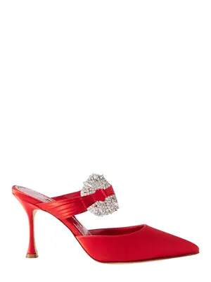 MANOLO BLAHNIK Manolo Blahnik Maidugura 90 Crystal-Embellished Satin Mules
