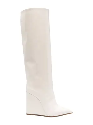 LE SILLA Kira 120mm Patent Wedge Boots - Neutrals