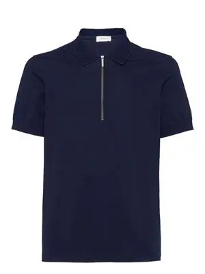 FERRAGAMO Half-zip Cotton Polo Shirt - Blue