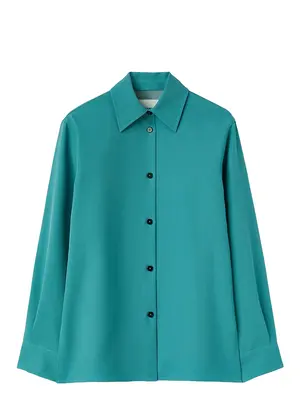 JIL SANDER Pointed-collar Wool Shirt - Blue