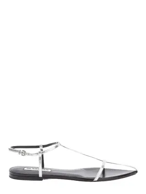 JIL SANDER Pointed Open-toe Leather Sandals - Grey