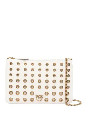 Pinko Love Birds Leather Crossbody Bag - White