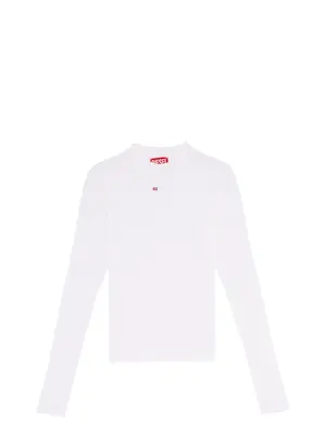 DIESEL® T-mokky-ls-microdiv Mock-neck Top - White