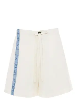 JW Anderson Intarsia-logo Wide-leg Shorts - Neutrals