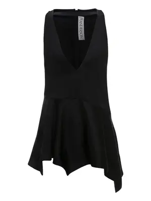 JW Anderson Ruffle-hem Satin Top - Black