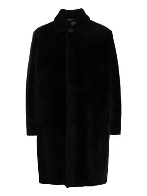 Paul Smith Single-breasted Leather Coat - Black