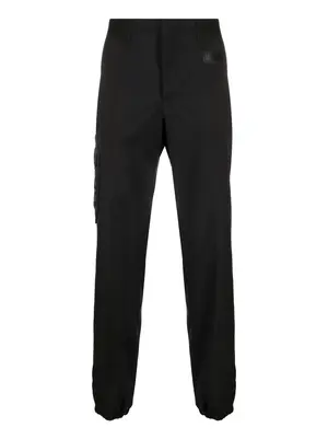 Moschino Rubberised-logo Tailored Trousers - Black