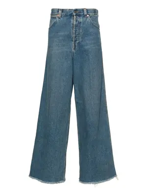 Gucci Wide-leg Raw-cut Jeans - Blue