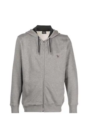 Paul Smith Logo-patch Zip-up Cotton Hoodie - Grey