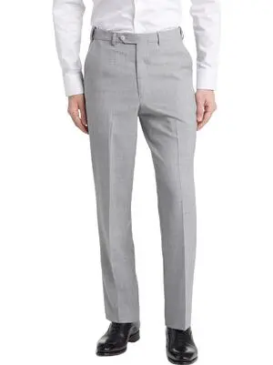 Berle Self Sizer Flat Front Trousers - Light Grey