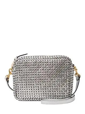 Clare V. Midi Sac Woven Crossbody Bag - Silver