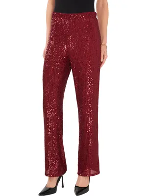 Vince Camuto Vince Camuto Sequin Flare Leg Pants Dark Wine