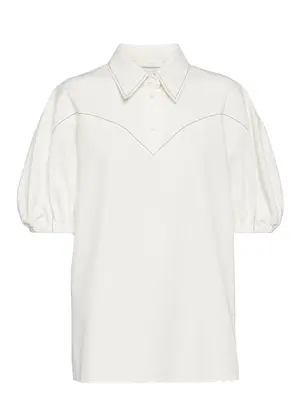 Chloé Puff-sleeve Cotton Blouse - White