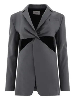 Coperni Twisted Cut-out Tailored Jacket - Grey
