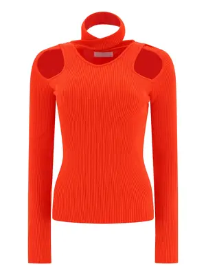 Coperni Cut-out Turtleneck Top - Red