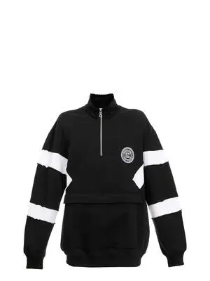 Balmain Circle Logo Cotton Sweatshirt - Black
