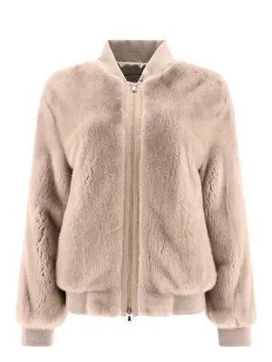 GIOVI Mink Fur Bomber Jacket - Beige