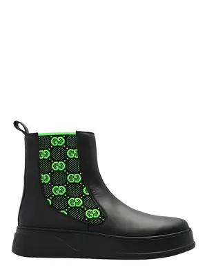 Gucci Gg Leather Boots - Black