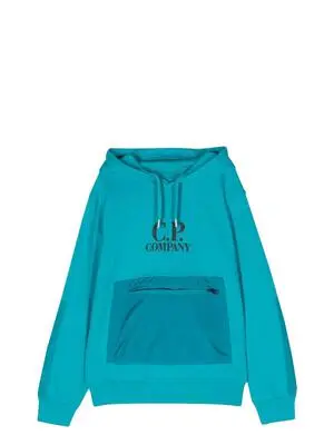 C.P. COMPANY Logo Hoodie - Azure