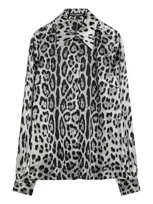 Dolce & Gabbana Dolce & Gabbana Leopard Print Silk Shirt Black