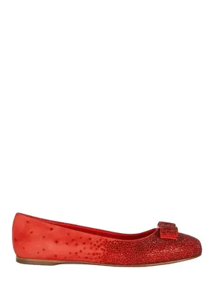 FERRAGAMO Suede Ballerina Flats - Red