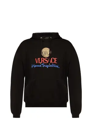 Versace Logo Hooded Sweatshirt - Black