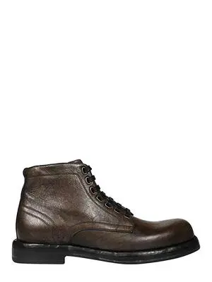 DOLCE & GABBANA Leather Lace-Up Boots