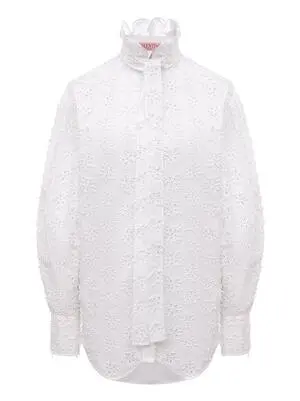 Valentino Garavani Cotton Blend Long Sleeve Shirt - White